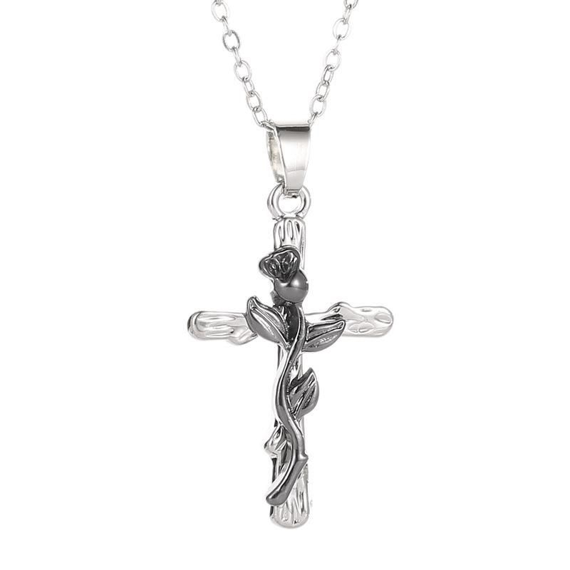 ROSE FLOWER CROSS NECKLACE – Paasolainen's Gifts